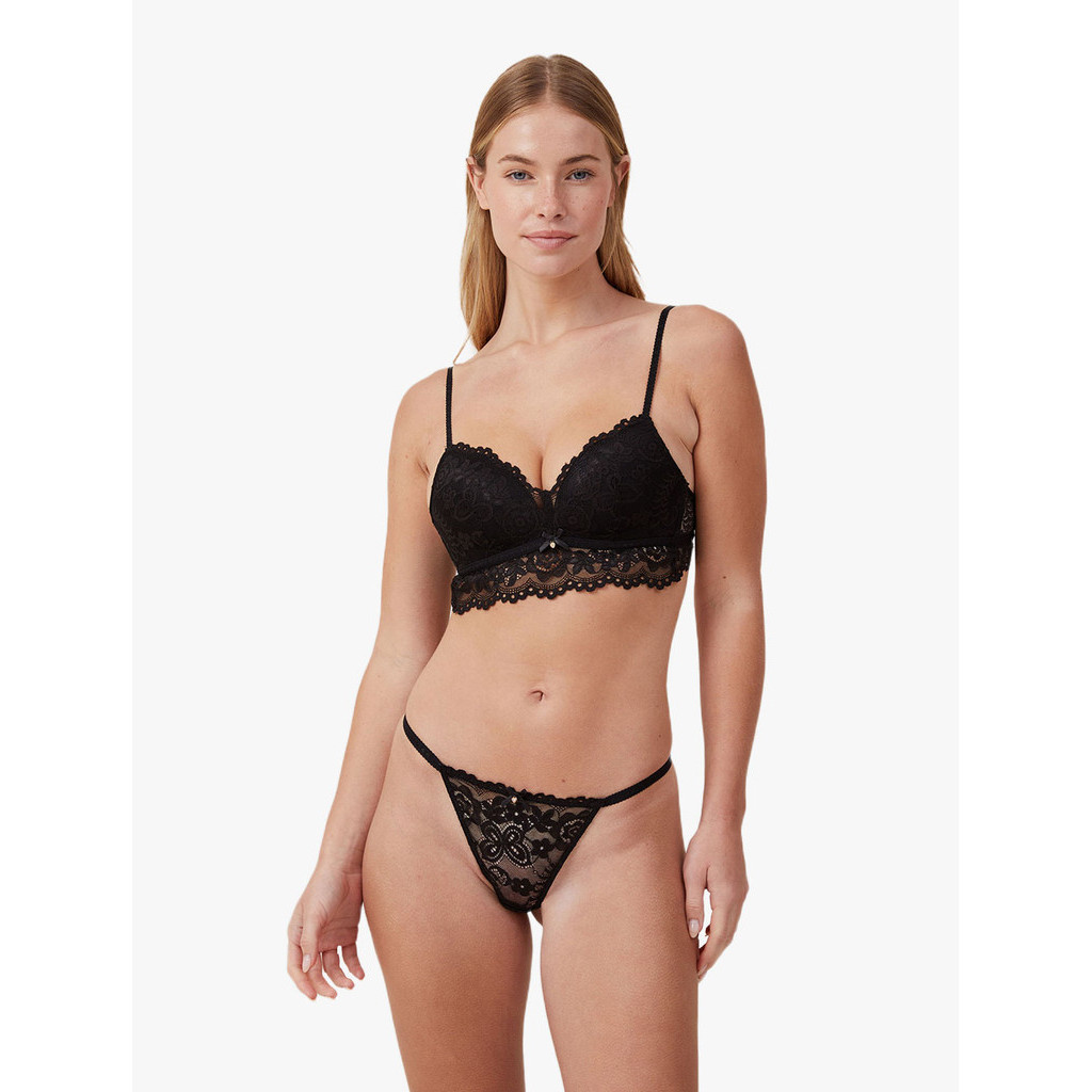 Jual Cotton On Body - Pakaian Wanita - Enchanted Butterfly Lace Wirefree Lift Bra - Black ...