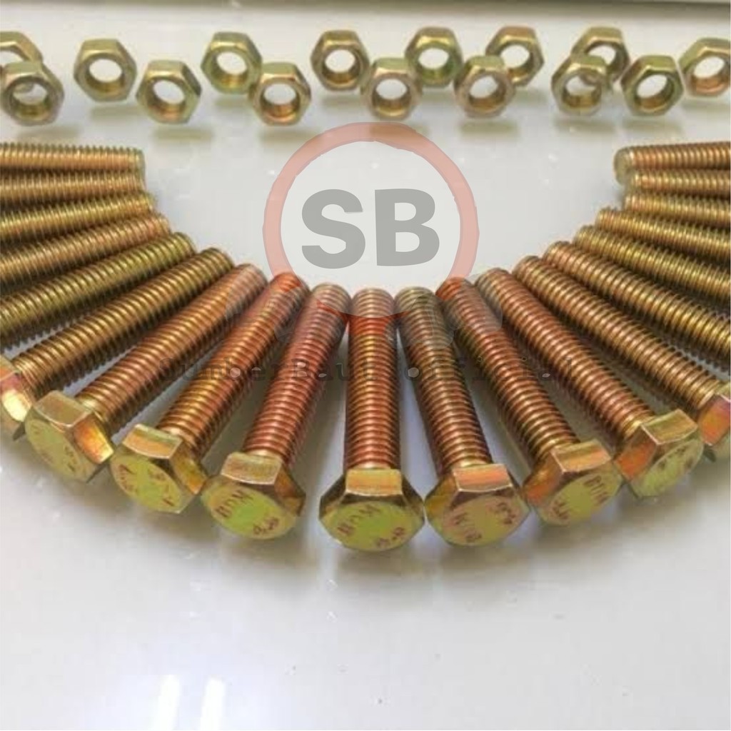 Jual M6x45 Baut Mur Hexagon Kuning BMK Hex 6x45 Kunci 10 Galvanis | Shopee Indonesia