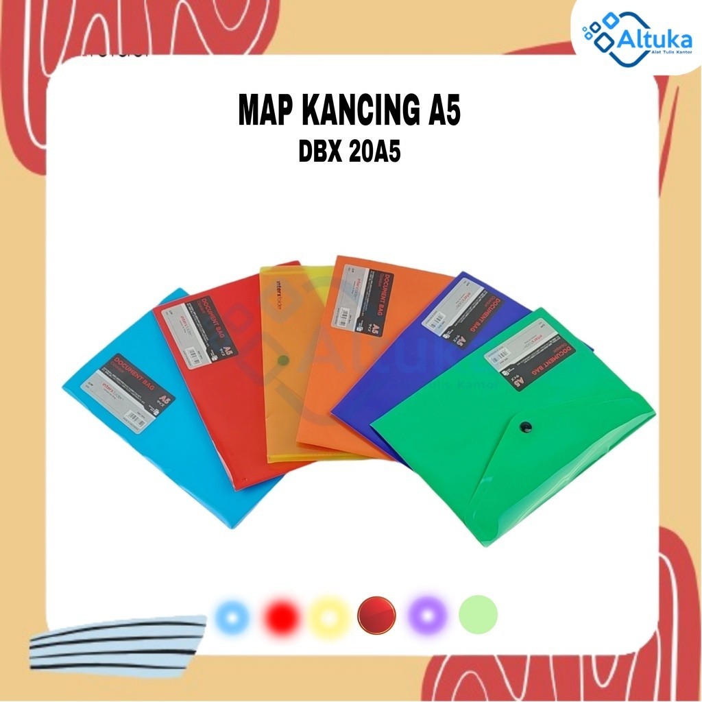 Jual Map Kancing A5 / Document Bag A5 / Map Folder 6 Warna InterXfolder ...