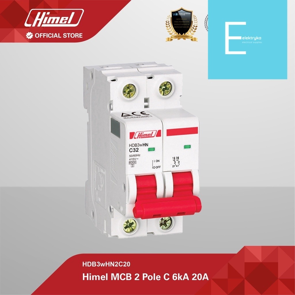 Jual Himel MCB 20A 2P 6kA - HDB3wHN2C20 | Shopee Indonesia