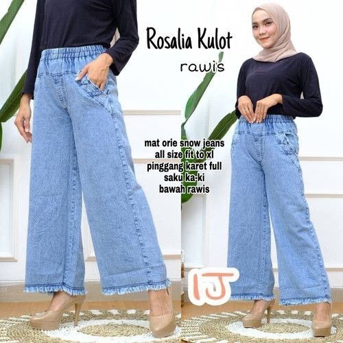 Jual KULOT JEANS WANITA PREMIUM / CELANA KULOT JEANS RAWIS / HIGH WAIST ...
