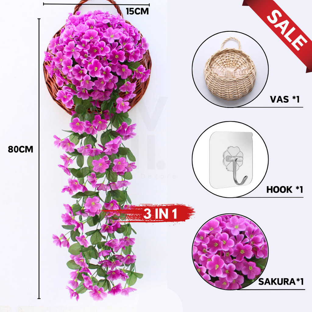 Jual BUNGA SAKURA JUNTAI 80CM DAPAT POT SAKURA RAMBAT GANTUNG BUNGA ...
