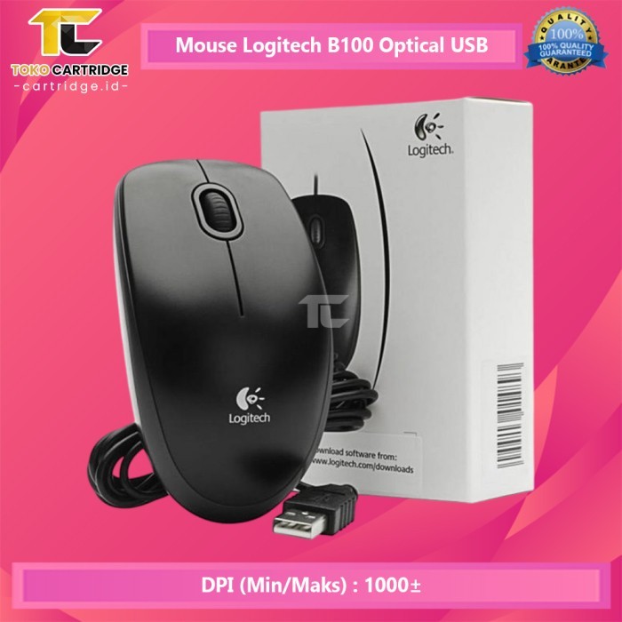 Jual Logitech Mouse B100 Black Optical USB Kabel Mouse Wireless ...