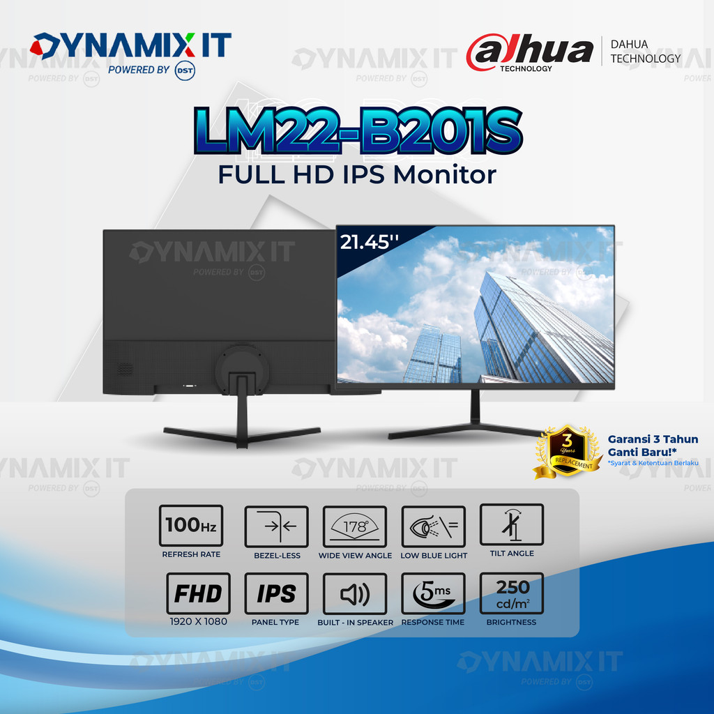 Jual [+Palet Kayu] Dahua Monitor DHI-LM22-B201S 22" IPS 100Hz HDMI VGA Spk | Shopee Indonesia