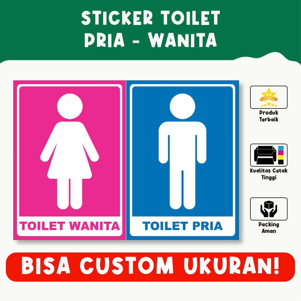 Jual Sticker Toilet Pria & Wanita – Petunjuk Jelas, Bahan Vinyl Premium ...