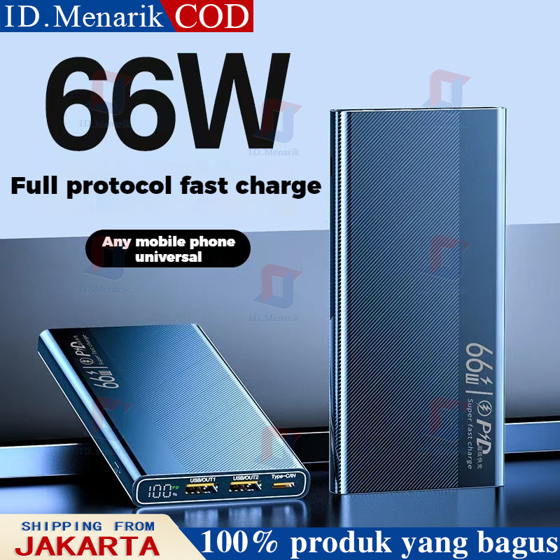 Jual 66W Super Fast Charging Powerbank LED Display Powerbank 20000mAh Dual Output Port USB ...