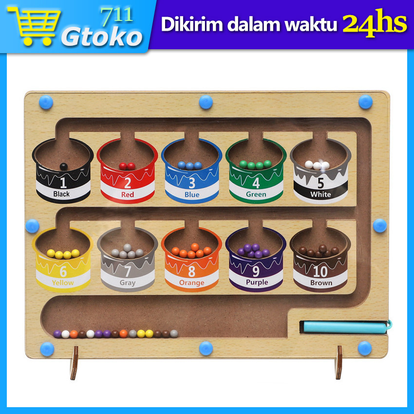 Jual Puzzle Maze Sortir Warna Dengan Angka Berhitung Magnetic Mainan ...