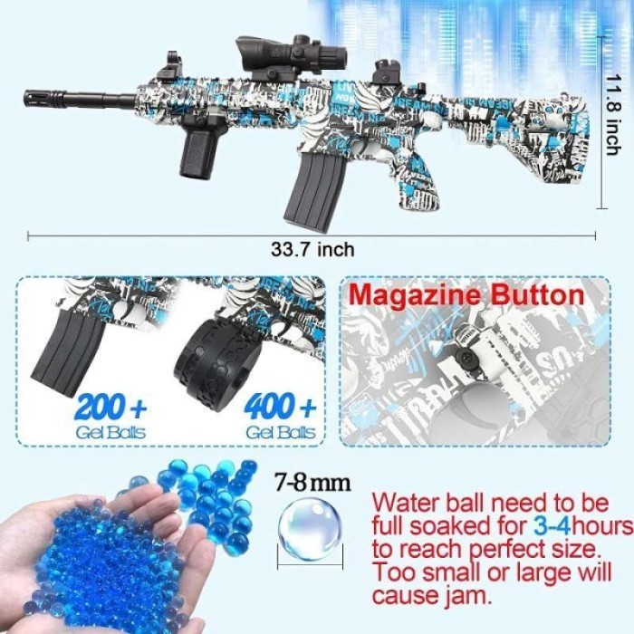 Jual Electric Blaster Gel Gun Riffle M416 / Mainan Pistol Gel Baterai | Shopee Indonesia