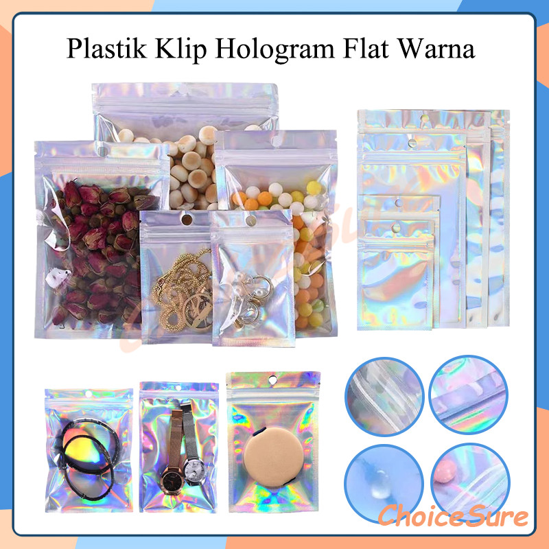 Jual Plastik Klip Hologram Flat Warna / Platik Klip Kemasan Aksesoris ...