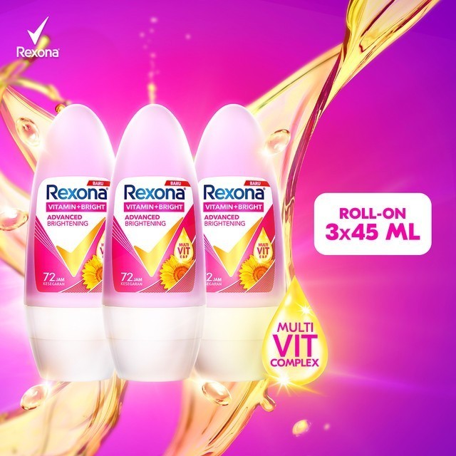 Jual Rexona Women Deodorant Anti-Perspirant Roll On Advanced Brightening 45 ml x3 | Shopee Indonesia