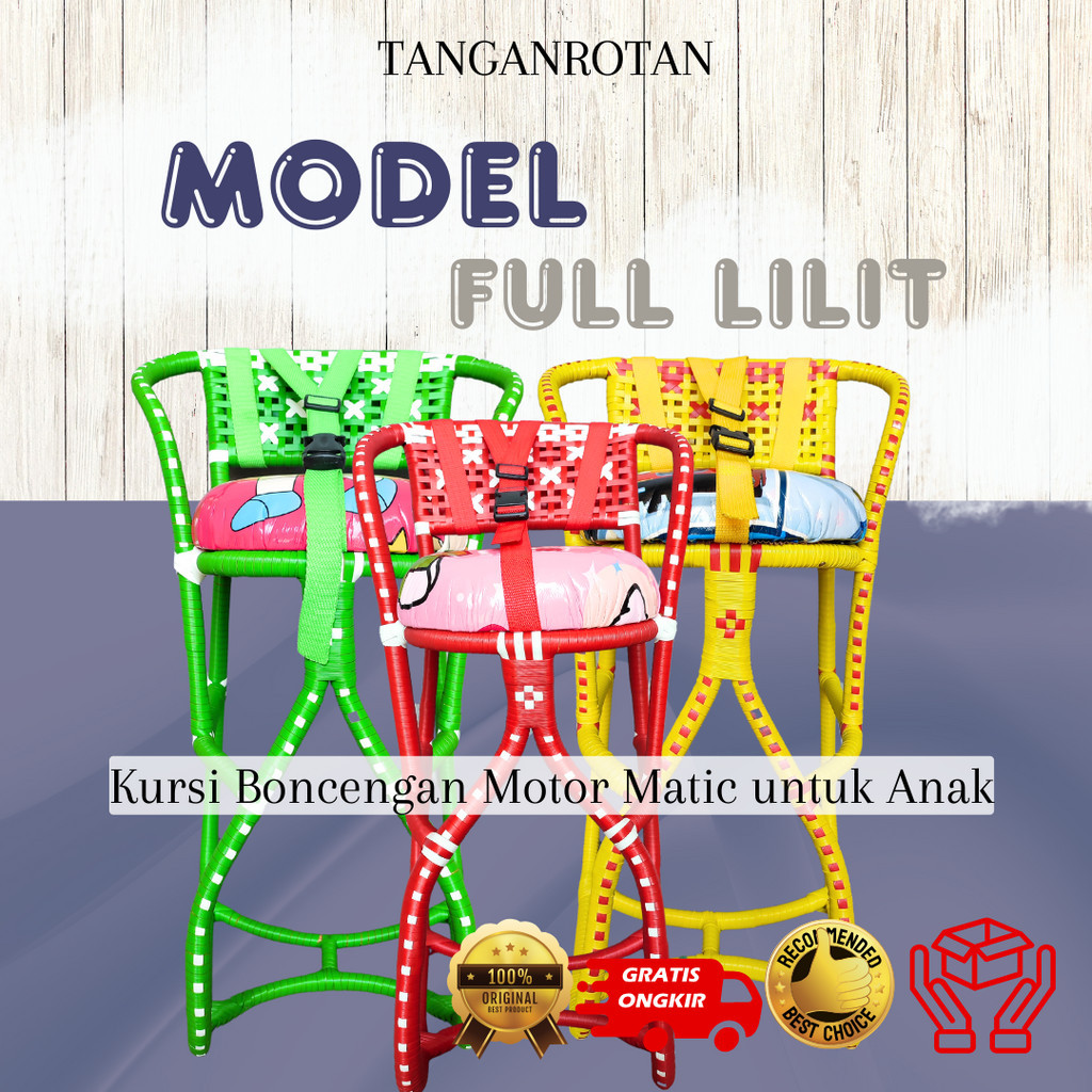 Jual Kursi Bonceng Motor Matic Rotan Full anyam sabuk + bantal stang ...