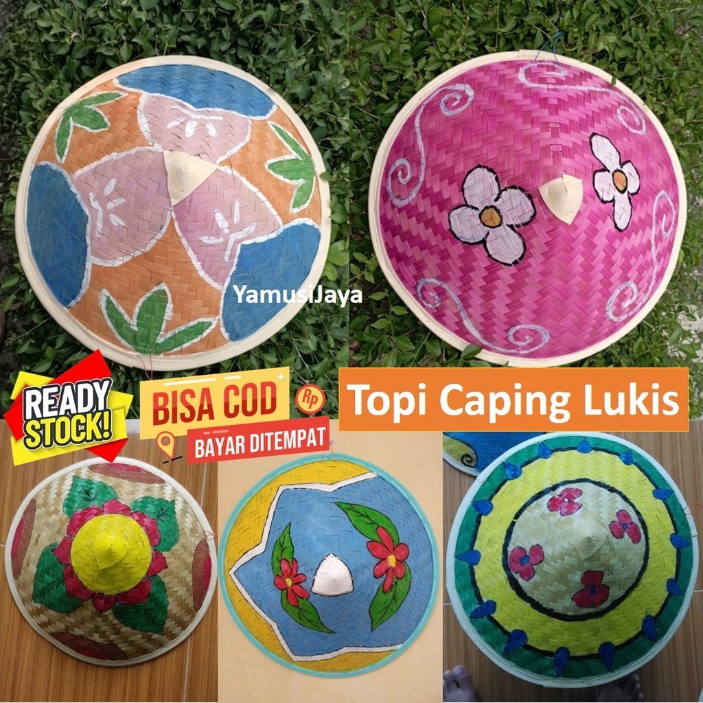 Jual Caping Bambu Lukis Topi Petani Anak Tudung Bambu Dewasa Lukis ...
