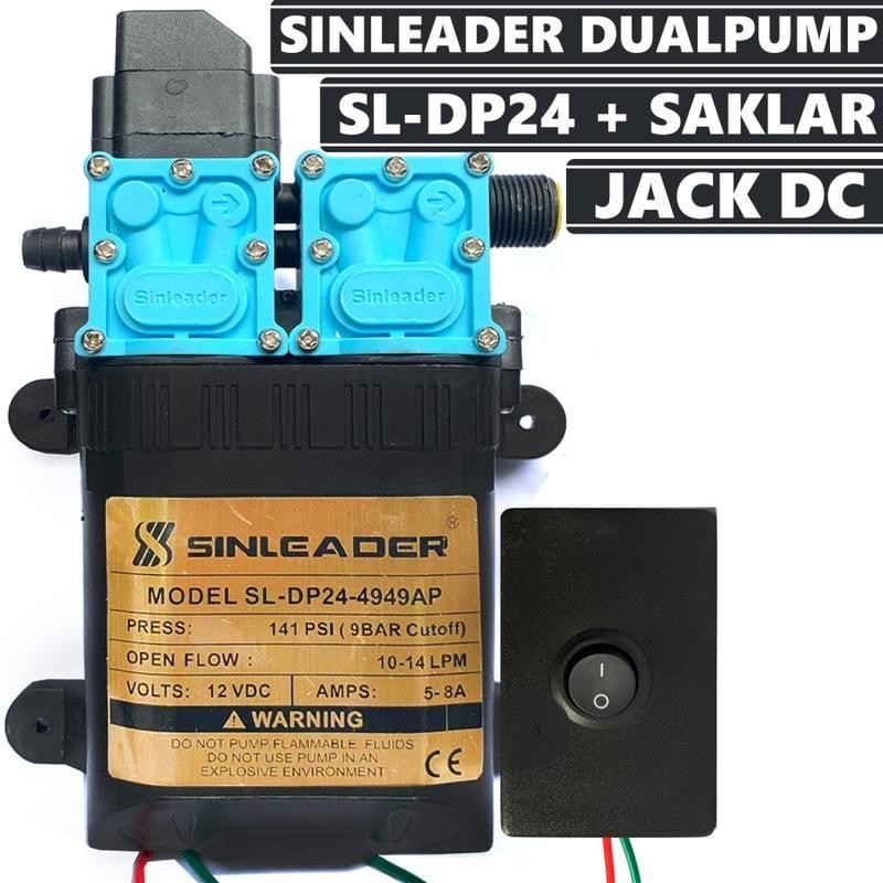 Jual Pompa dual pump dc 12v Sinleader SL-DP24 141 Psi Saklar On Off Jack DC Plus Adaptor ...