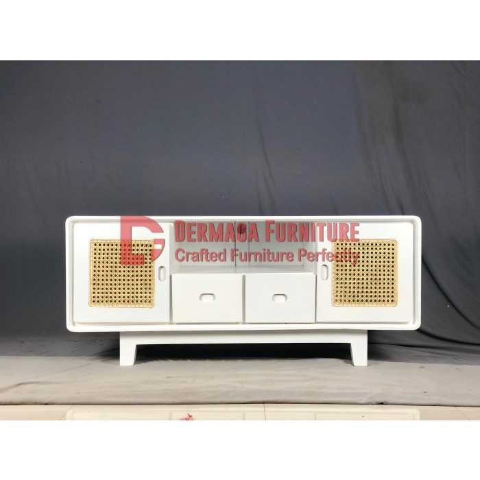 Jual PRE ORDER TV KABINET ROTAN 2PINTU 2LACI SIAP PAKAI WARNA PUTIH ...