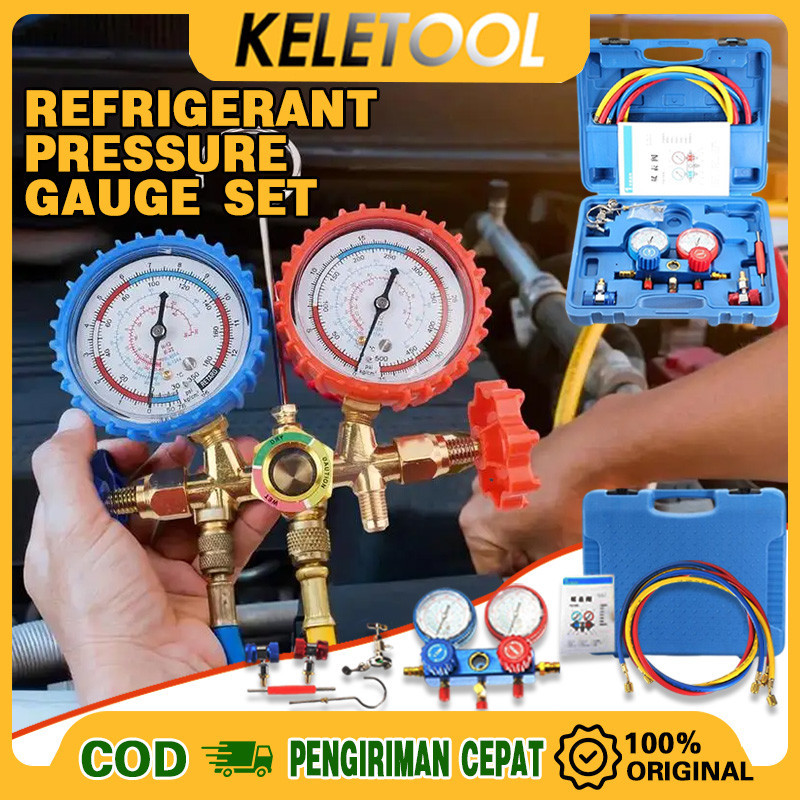 Jual Refrigerant Pressure Gauge Set R134A Mobil AC Pressure Mainfold ...