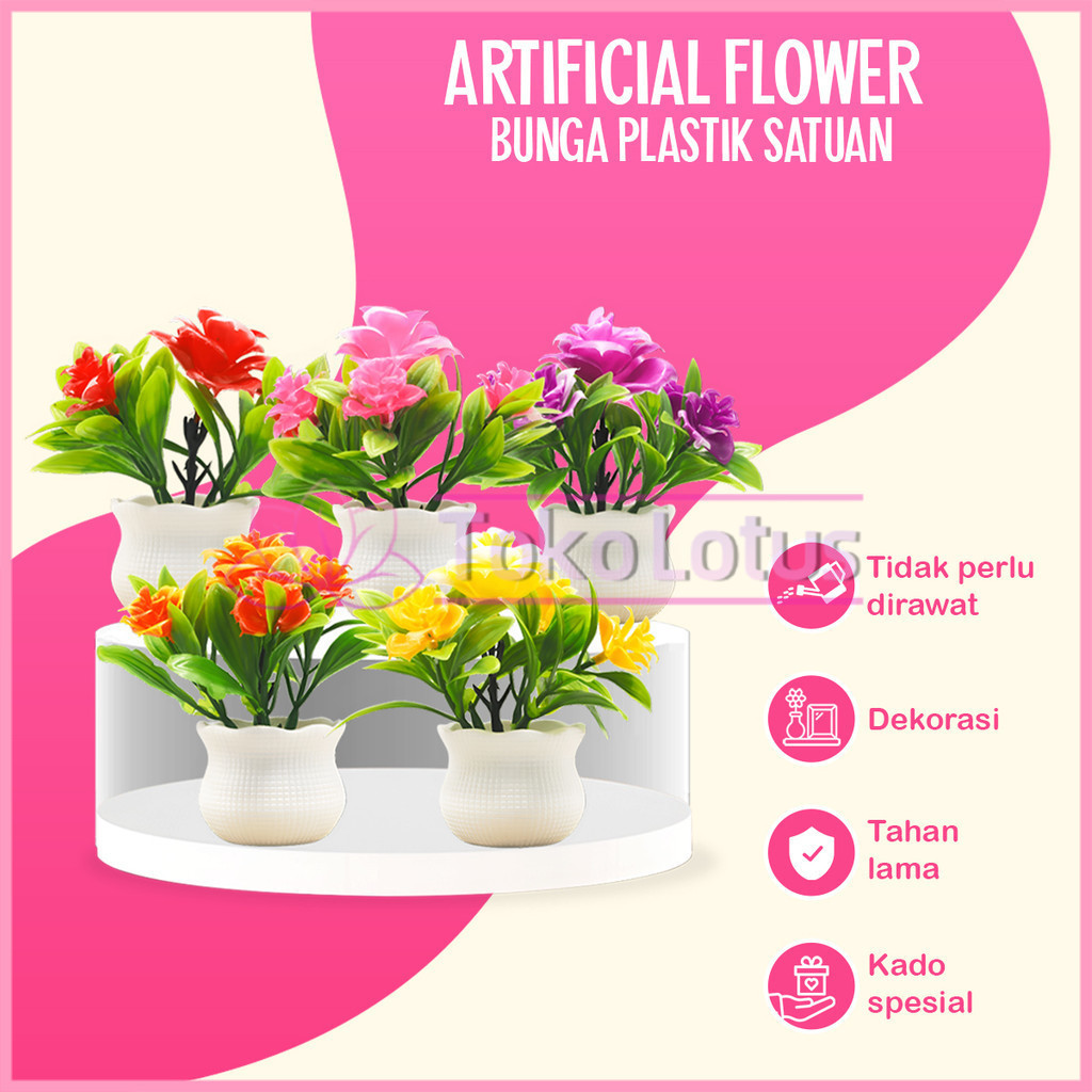 Jual Bunga Plastik Artificial Buatan Tanaman Mawar Bonsai Untuk ...