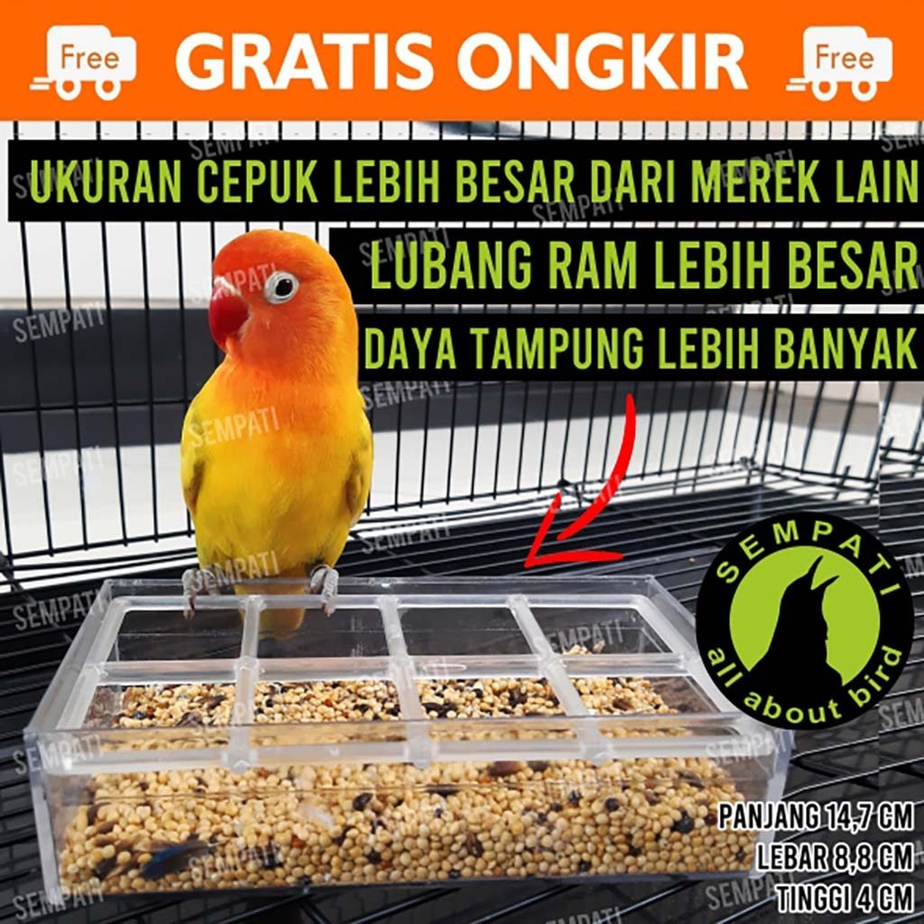 Jual SEMPATI CEPUK RAM MEREK SEMPATI WADAH PAKAN BURUNG PLASTIK TRANSPARAN UNTUK LOVEBIRD PARROT ...