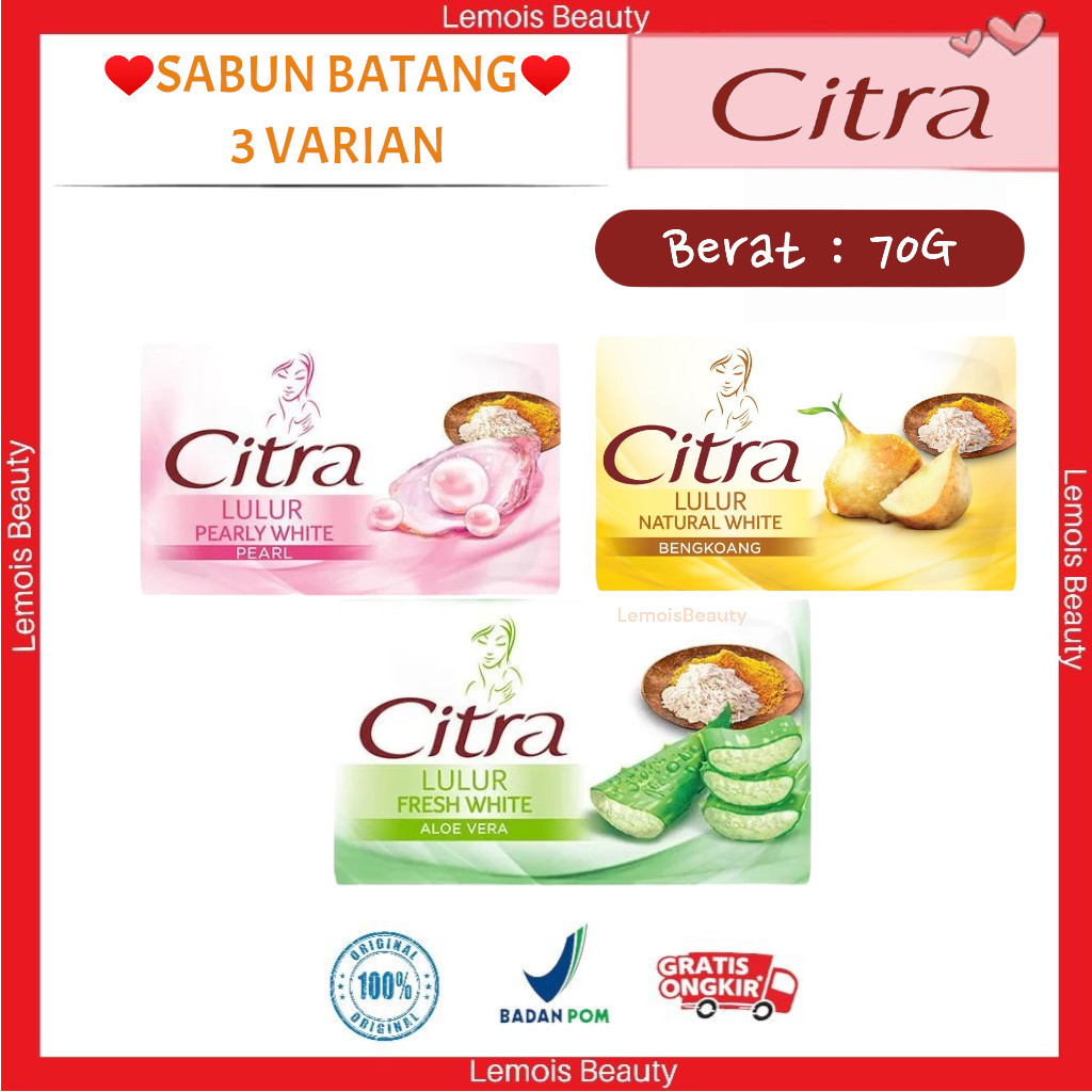 Jual IMP- Citra Bar Soap Sabun Mandi Batangan Varian Pearly Glow 70 g ...