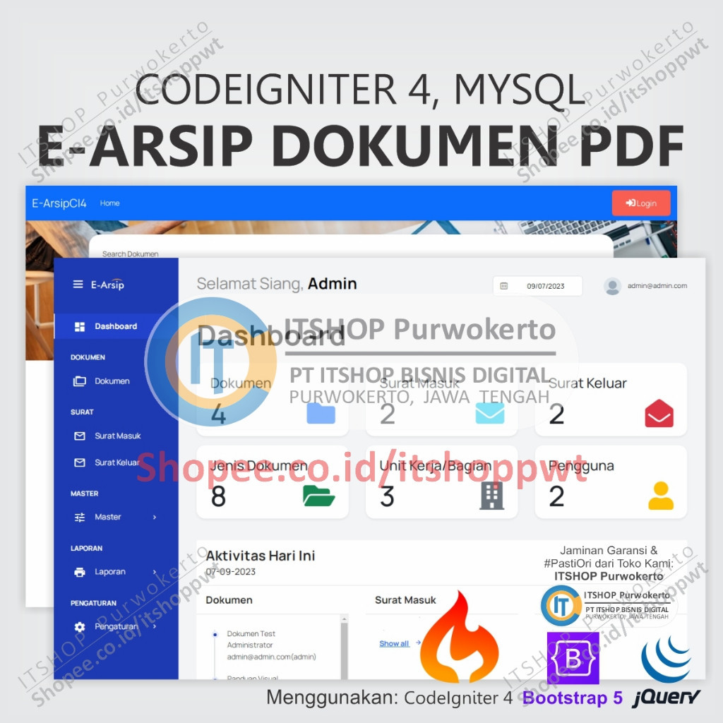 Jual Source Code Aplikasi Web E-Arsip Dokumen PDF Codeigniter 4 MySQL | Shopee Indonesia