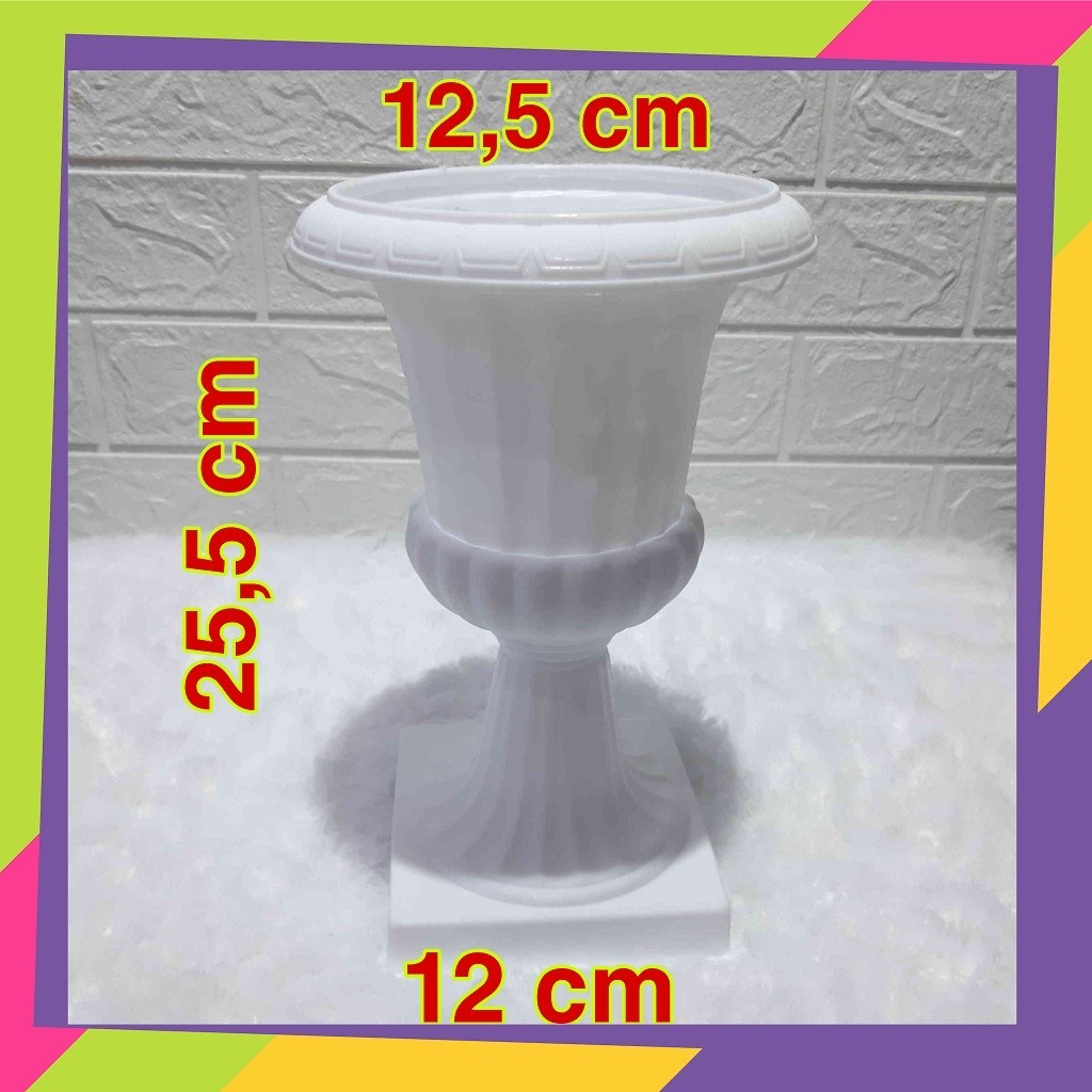 Jual 1112D1 / Pot bunga plastik tropy piala putih / Vas bunga tanaman ...