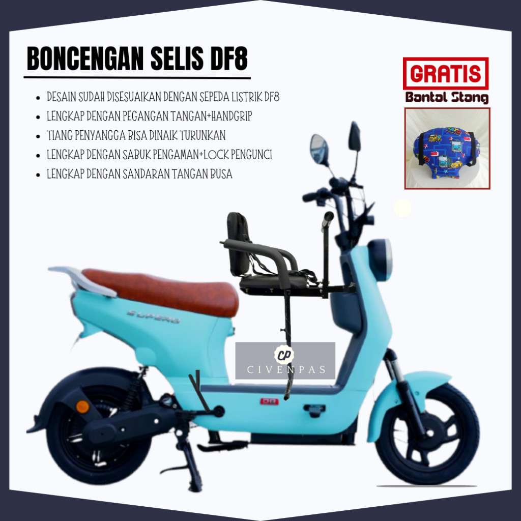Jual DD0P0 Boncengan Anak Sepeda Listrik DF8 Kursi Boncengan Anak ...