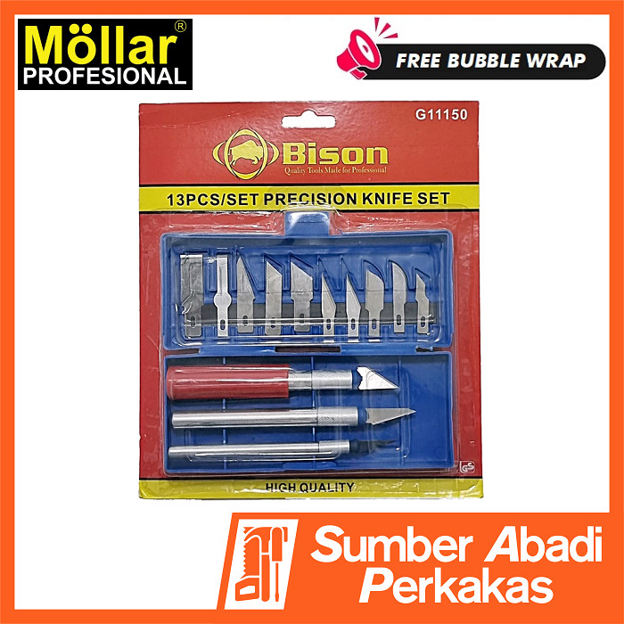 Jual BISON Precision Hobby Knife Tool Set 13 Pcs Cutter Pisau Ukir Seni ...