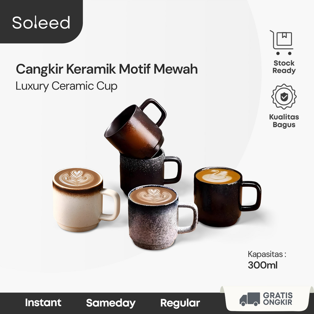 Jual SOLEED Cangkir Kopi Teh Keramik Japanese Rustic Ceramic Mug 300Ml ...