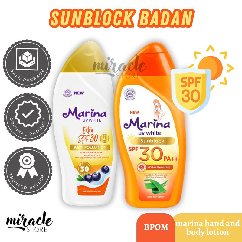 Jual MIRACLE MARINA UV WHITE SUNBLOCK BADAN LOTION SPF 30 ANTI ...