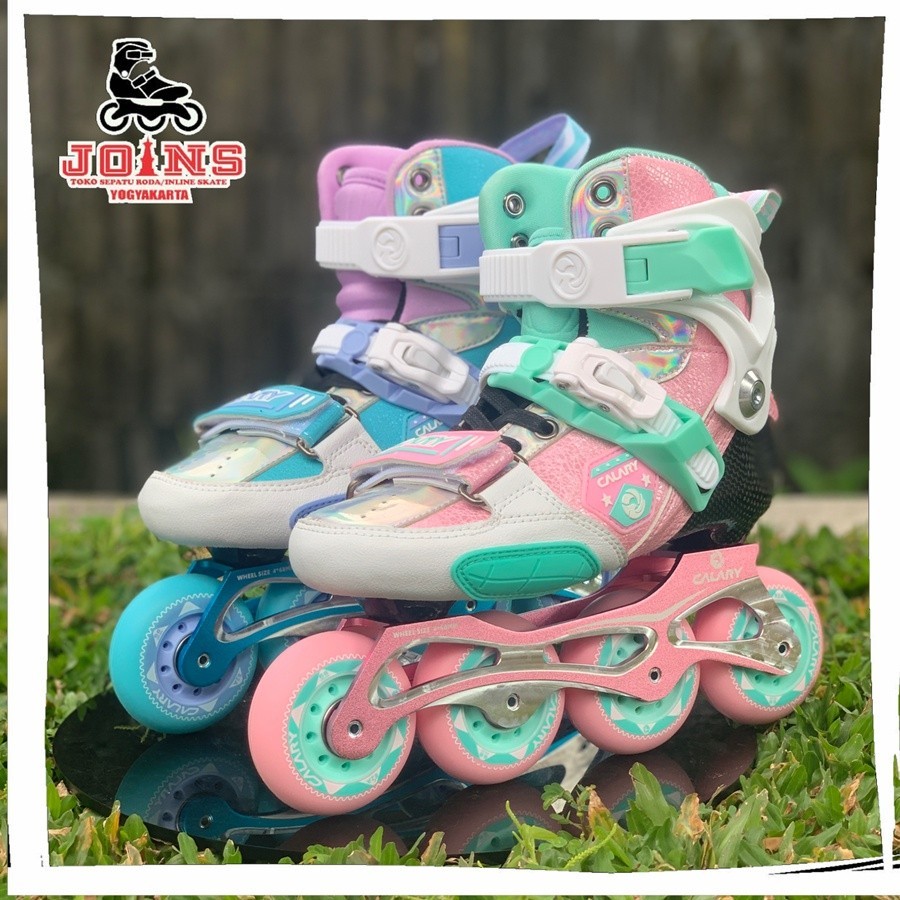 Jual Sepatu Roda Inline Skate Calary Carbon Pink White | Shopee Indonesia