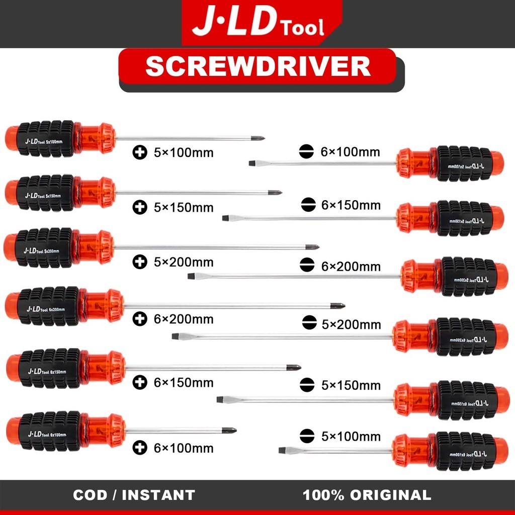 Jual JLD Obeng Plus Gagang Karet Rubber Handle Screwdriver Obeng ...