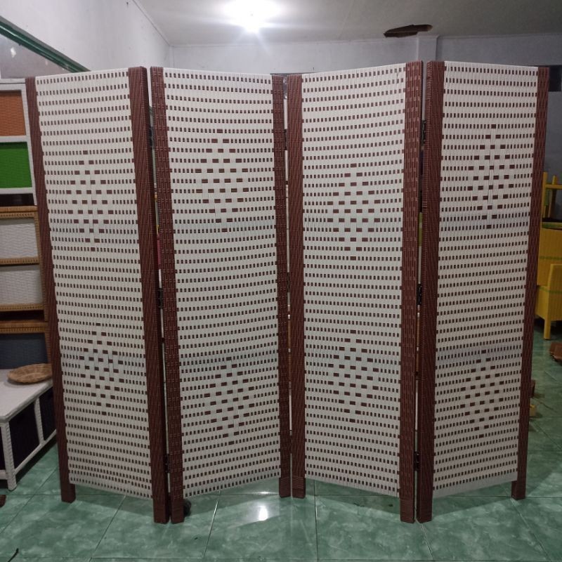Jual Pembatas Ruangan Rotan Sintetis 4 Panel | Shopee Indonesia