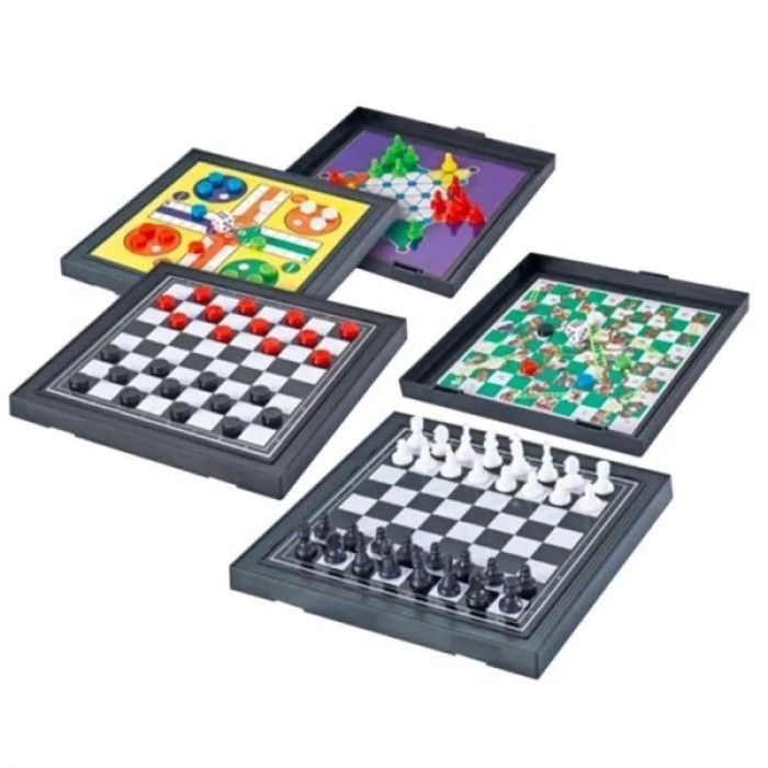 Jual JCM Magnetic Board Game 5 in 1 Ludo Papan Catur Ular Tangga Halma ...