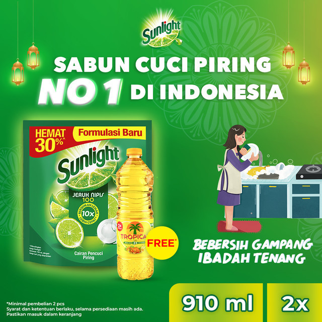 Jual Buy 2 Sunlight Jeruk Nipis 910mL FREE Minyak Goreng Tropical 500mL Botol | Shopee Indonesia
