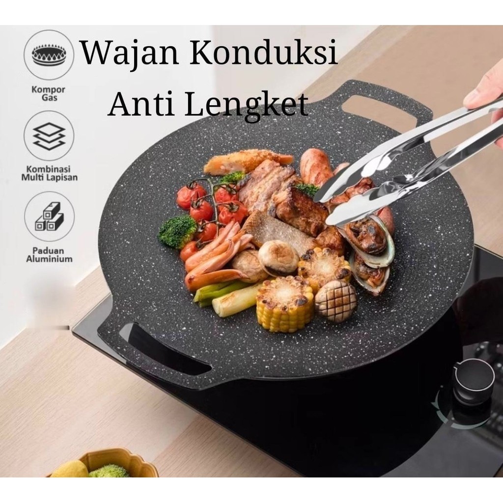 Jual Wajan Konduksi Panggangan / Wajan Grill Pan BBQ Anti Lengket ...