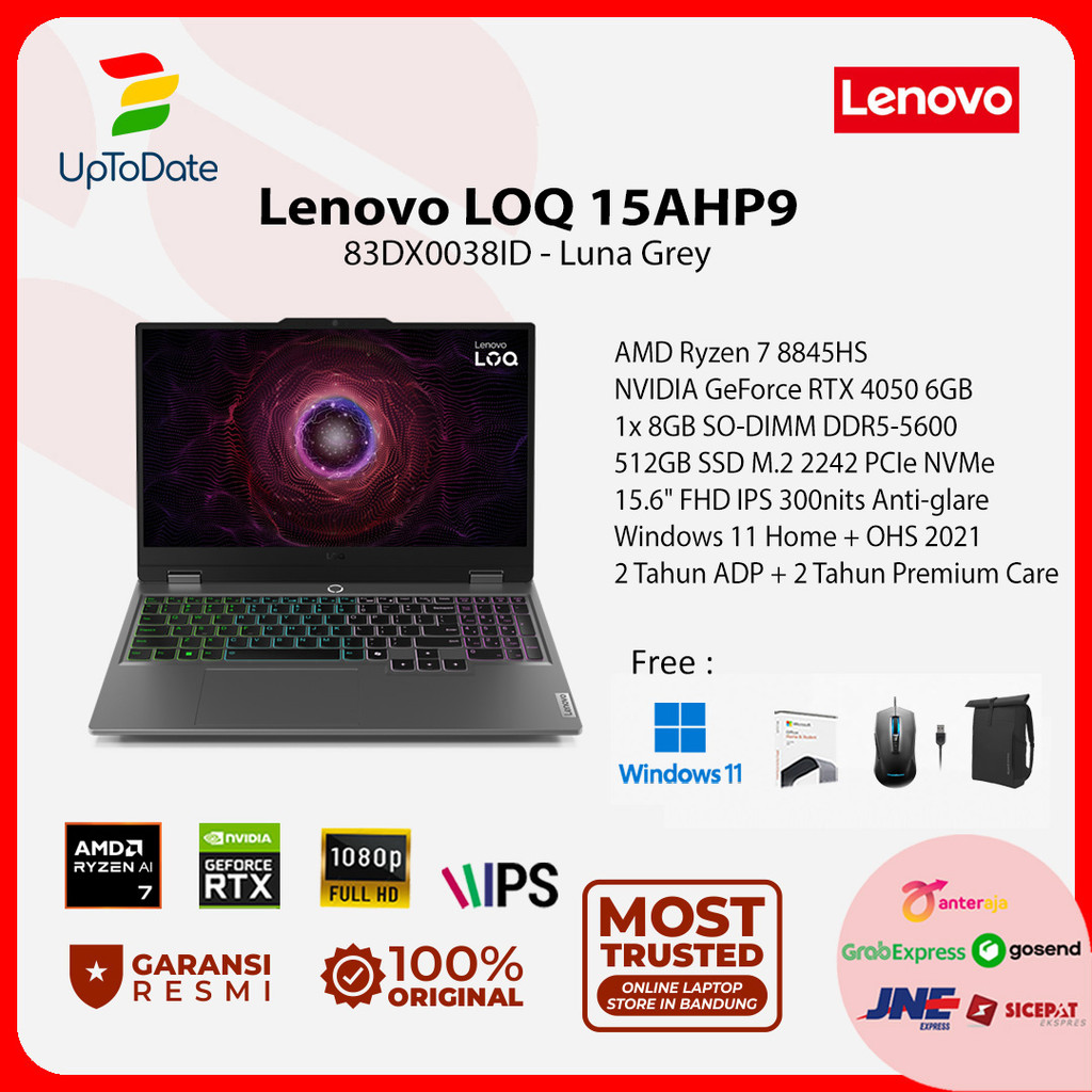 Jual Lenovo LOQ 15AHP9 38ID Ryzen 7 8845HS 8GB 512GB 15.6" W11+OHS2021 ...