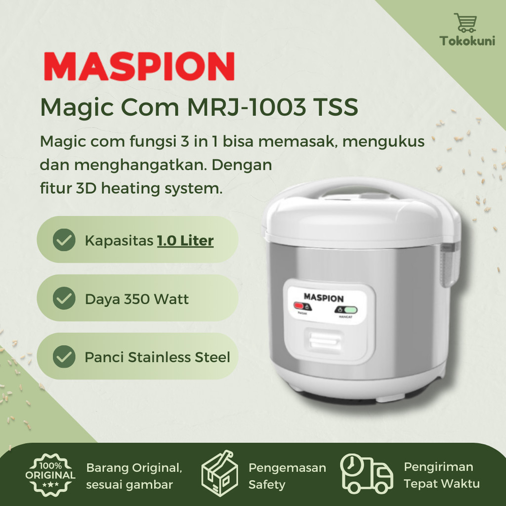 Jual Maspion Rice Cooker MRJ-1003TSS Magic Com Stainless Steel 1 Liter ...