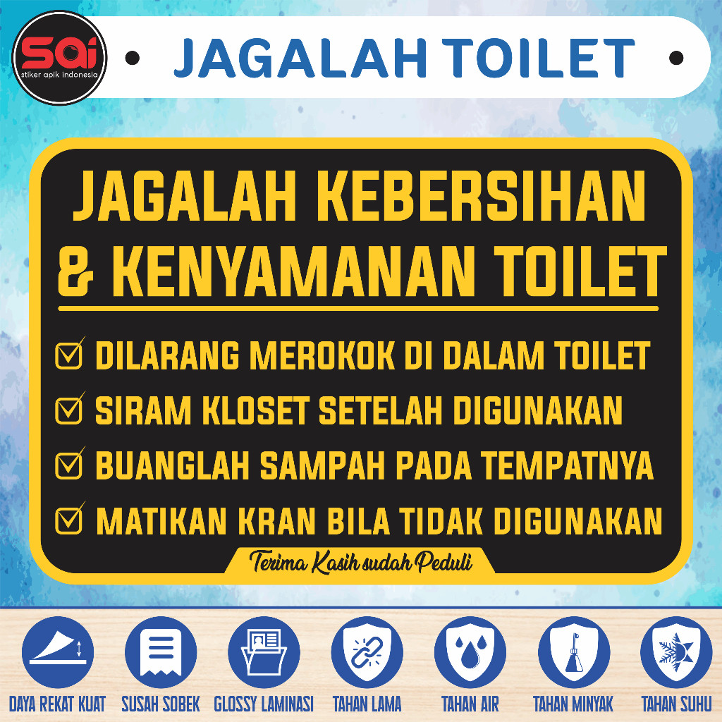Jual STIKER VINYL JAGALAH KEBERSIHAN TOILET ANTI AIR LAMINASI GLOSSY ...