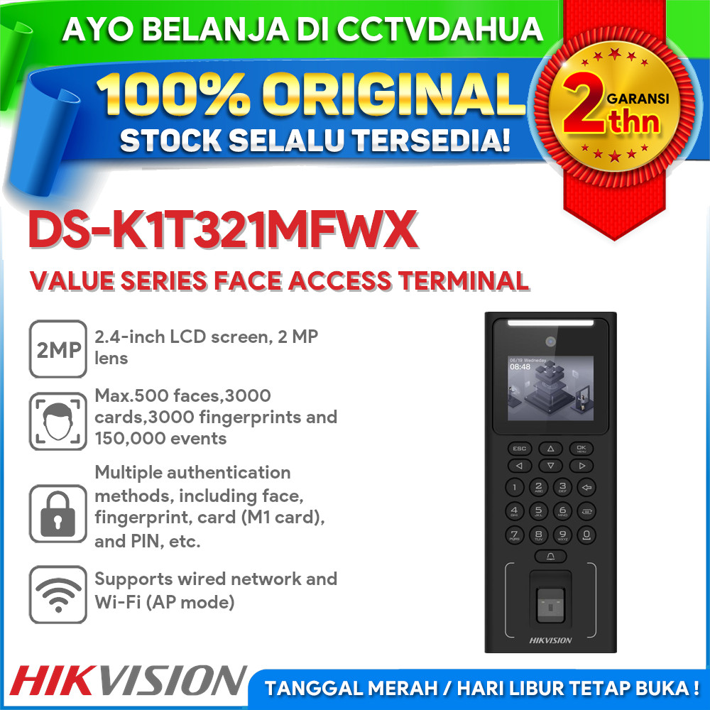 Jual HIKVISION DS-K1T321MFWX VALUE FACE, FINGERPRINT, CARD ACCESS TERMINAL | Shopee Indonesia