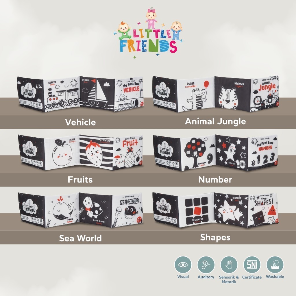 Jual Soft Book Monochrome/Mainan Edukasi/ Mainan Gambar/ Bahan Kain ...