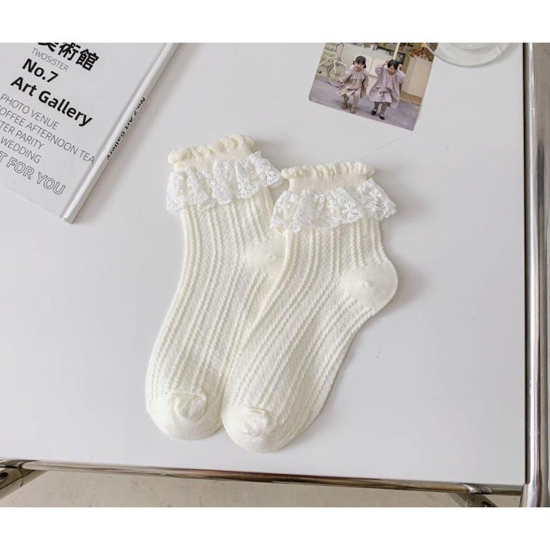 Jual Little Maple - Ballerina Ruffle Simple Korean Socks / Kaos Kaki ...