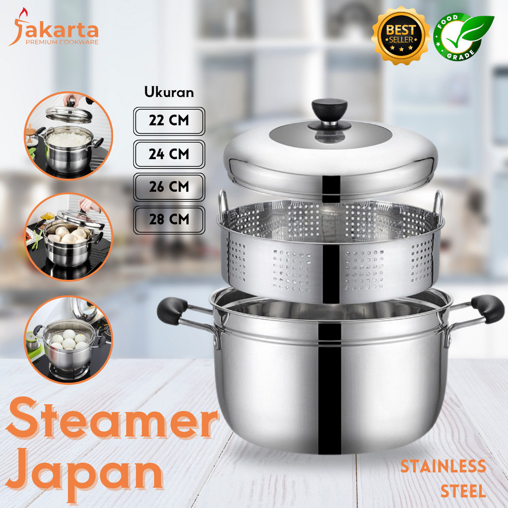 Jual JPC - Panci kukusan tutup kaca ukuran besar Panci Kukus 2 Susun ...