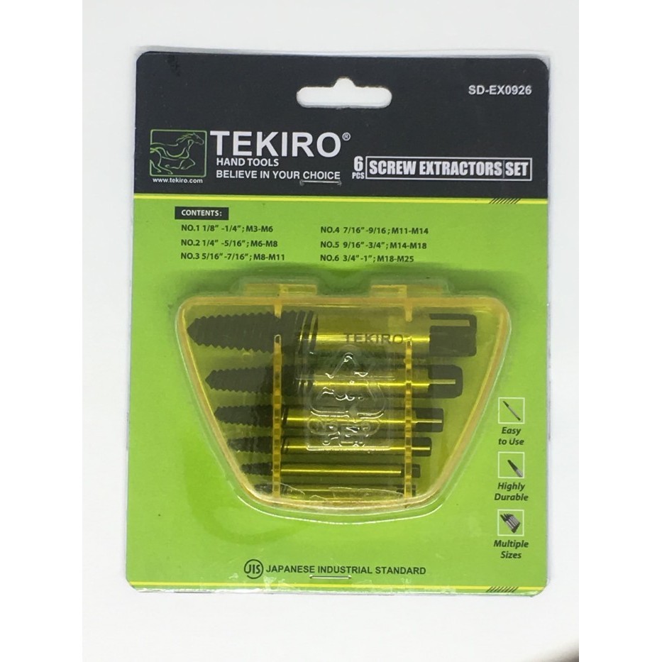 Jual TEKIRO TAP BALIK SCREW EXTRACTOR SET 6 PCS - SD-EX0926 | Shopee ...