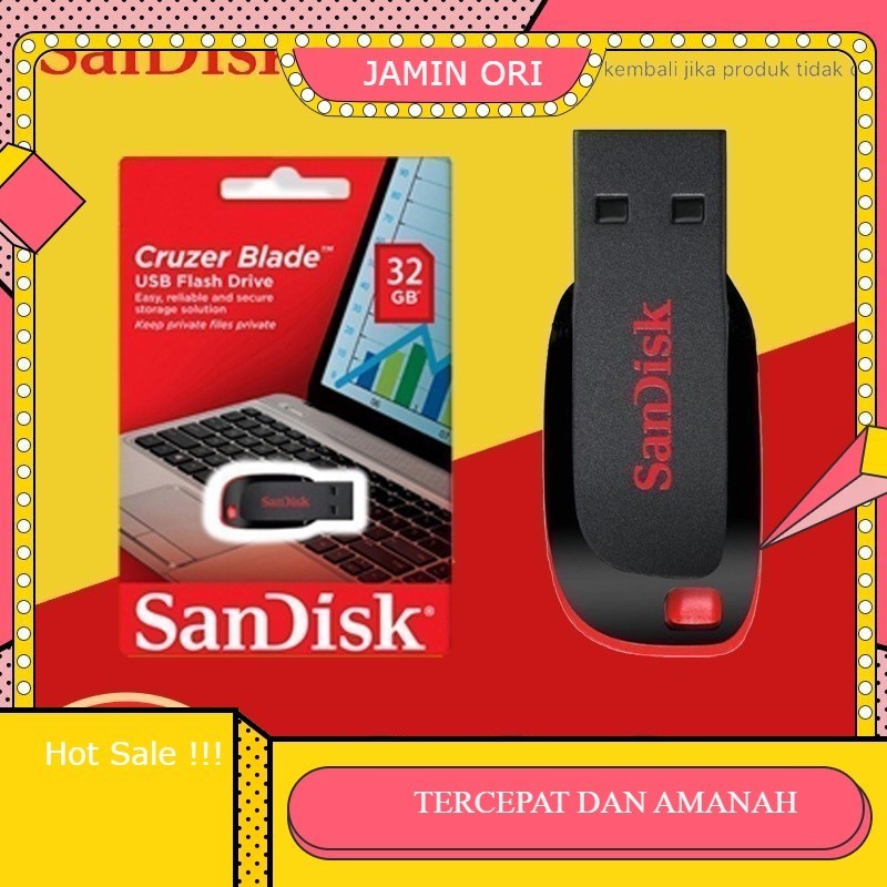 Jual SanDisk Flashdisk Cruzer Blade CZ50 128GB 64GB 32GB USB 2.0 Flash disk 64 gb original ...