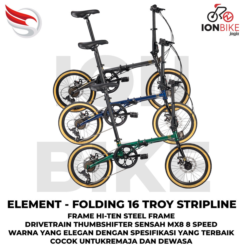 Jual Sepeda Lipat 16 Element Troy 8 Strip Line Terbaru Seli X8 Discbrake Murah Terbaru Kodiak ...