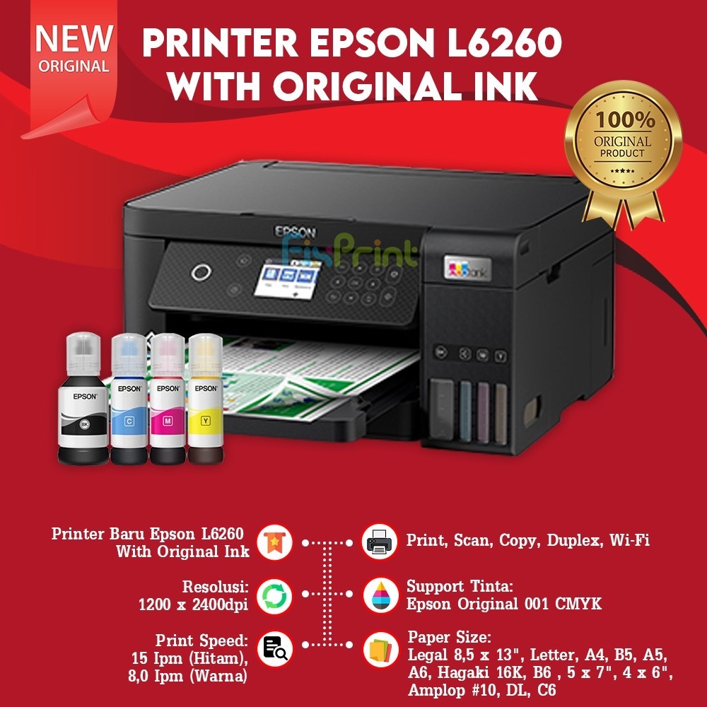 Jual Printer Epson EcoTank L6260/L6290 A4 WiFi Duplex Print Scan Copy ...