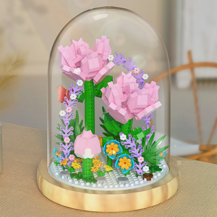 Jual [Bayar di Tempat] Mainan Balok Susun Bunga Anyelir Flower Dome ...