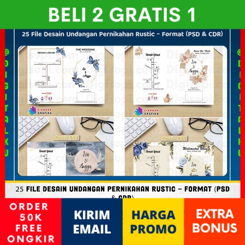 Jual 25 File Desain Undangan Pernikahan Rustic - Format (PSD & CDR ...