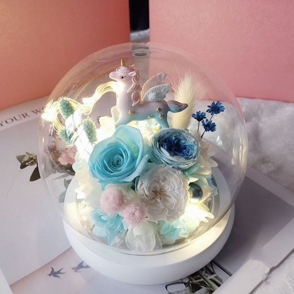 Jual Lampu Bunga Dekorasi Kaca Eternal Flower Dome Glass Unicorn - BT13 ...