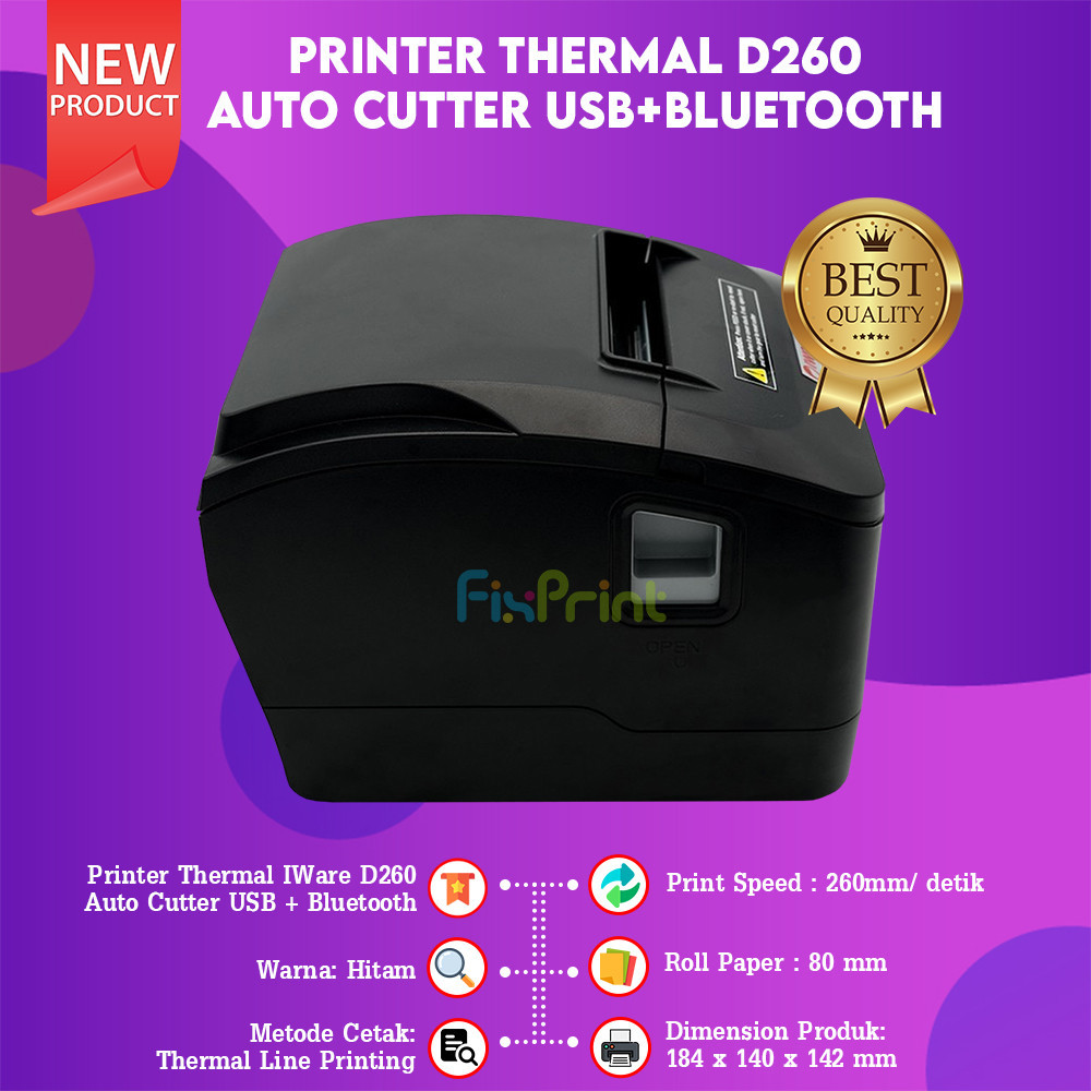 Jual Printer Thermal D260 Roll Paper 80mm IWare Printer Kasir Cetak ...