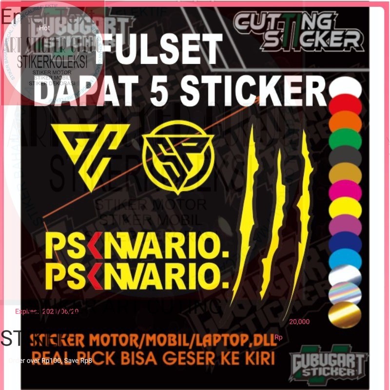 Jual stickerfylset 5 stiker#dpat 5 stikercutings#psknvario+cakar+logo# ...